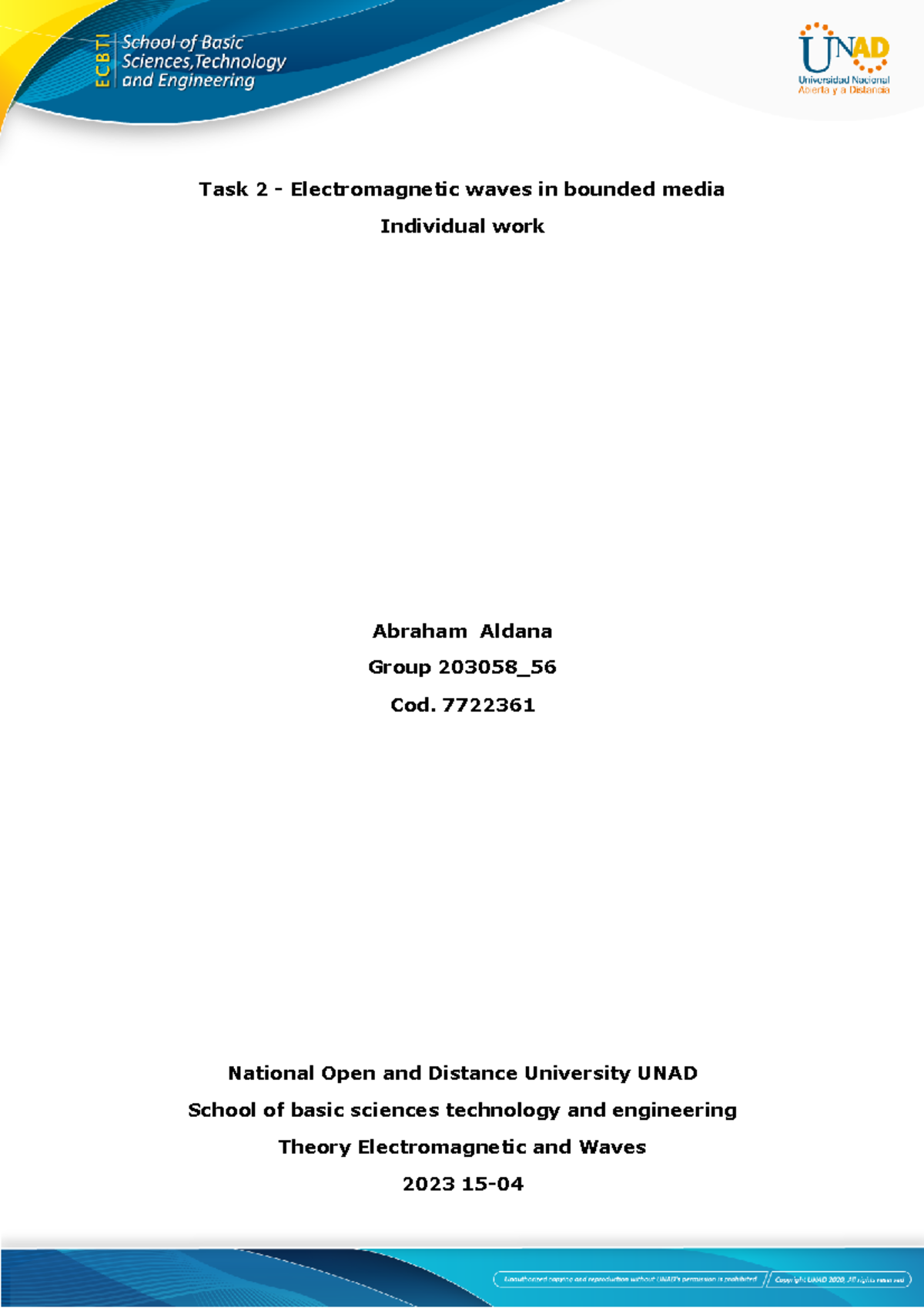 Task 2 Ondas Task 2 Electromagnetic Waves In Bounded Media Individual Work Abraham Aldana