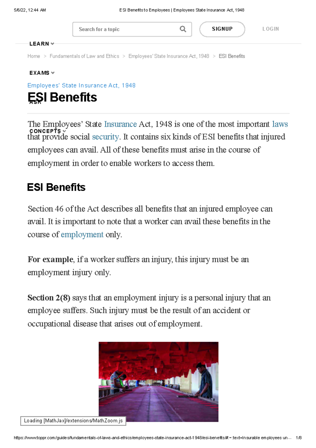 ESI Benefits to Employees Employees State Insurance Act, 1948 - Home ...