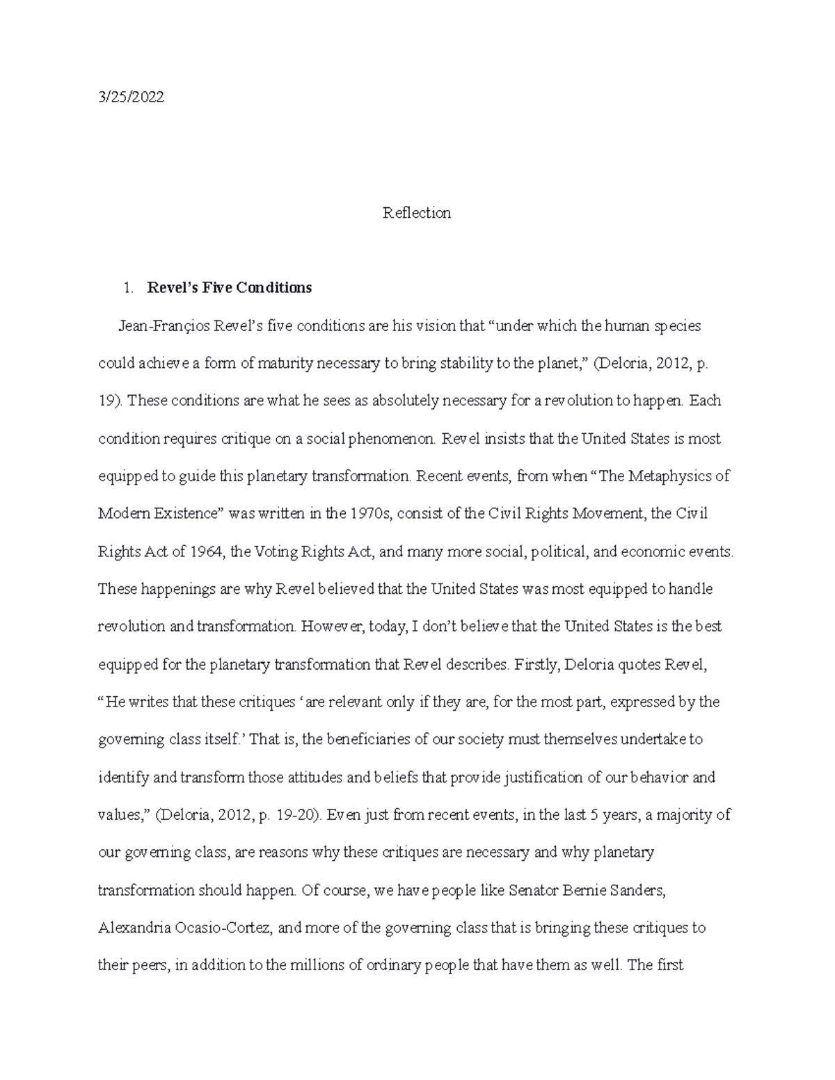 Metaphysics of Modern Existence Essay - Reflection Revel’s Five ...