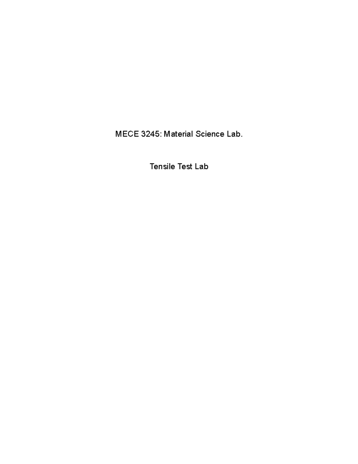 Tensile Test Lab Post Lab Questions Mece 3245 Material Science Lab