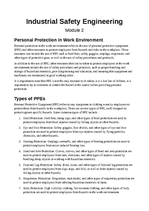 ISE Module 1 - ISE Notes - Industrial Safety Engineering Module 1 ...