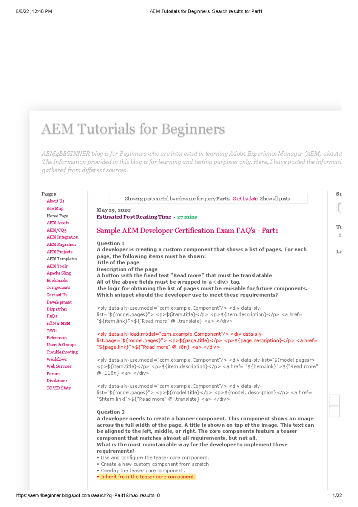 Aem Tutorials For Beginners Search Results For Part1 Aem4beginner Blog Is For Beginners Who