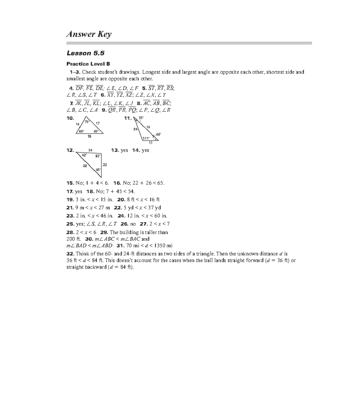 5 - 6uht - Answer Key Lesson 5. Practice Level B 1–3. Check student’s ...