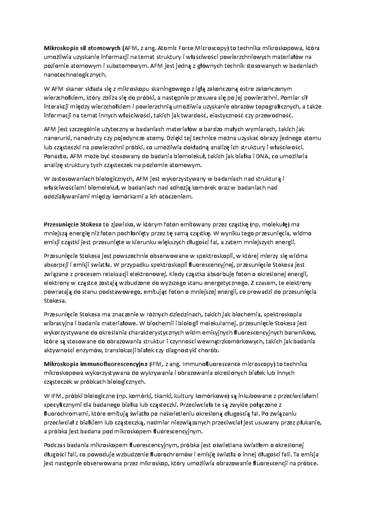 MOK 2 - Materiały do egzaminu - Mikroskopia sił atomowych (AFM, z ang ...