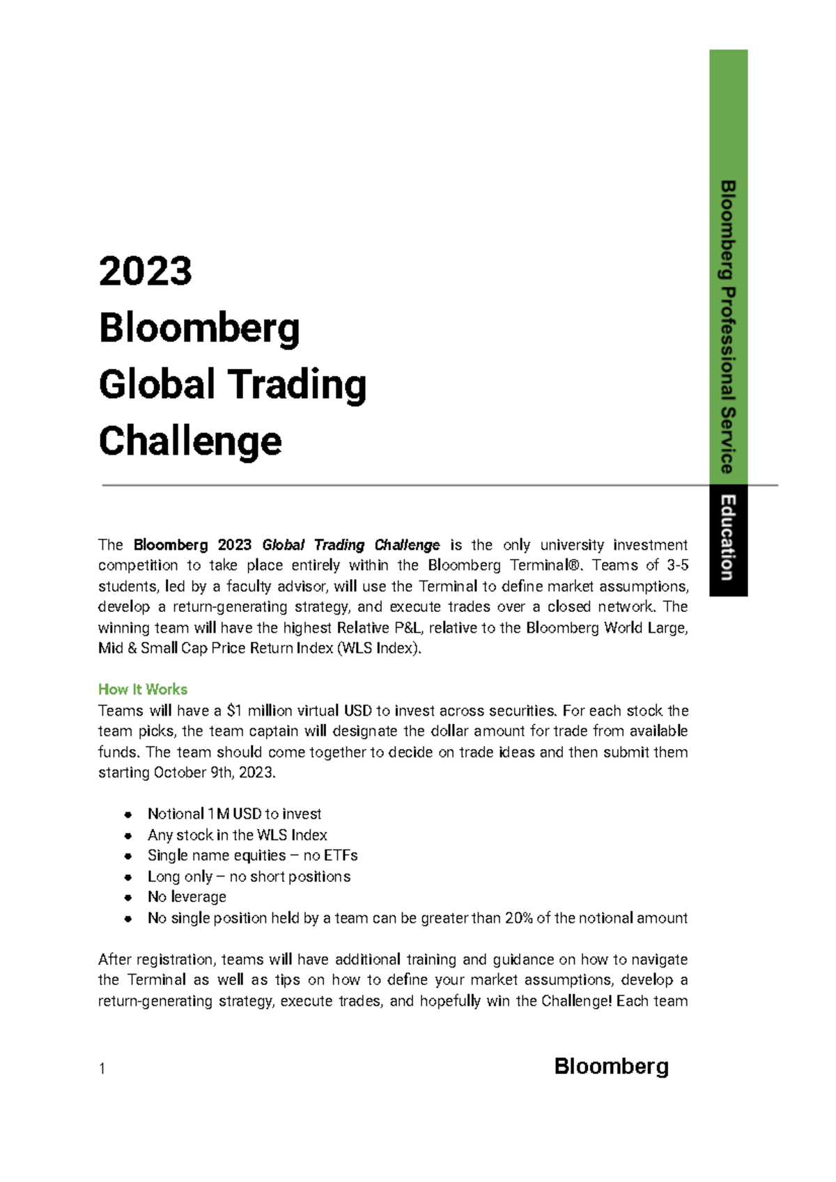 Bloomberg challenge - 2023 Bloomberg Global Trading Challenge The ...