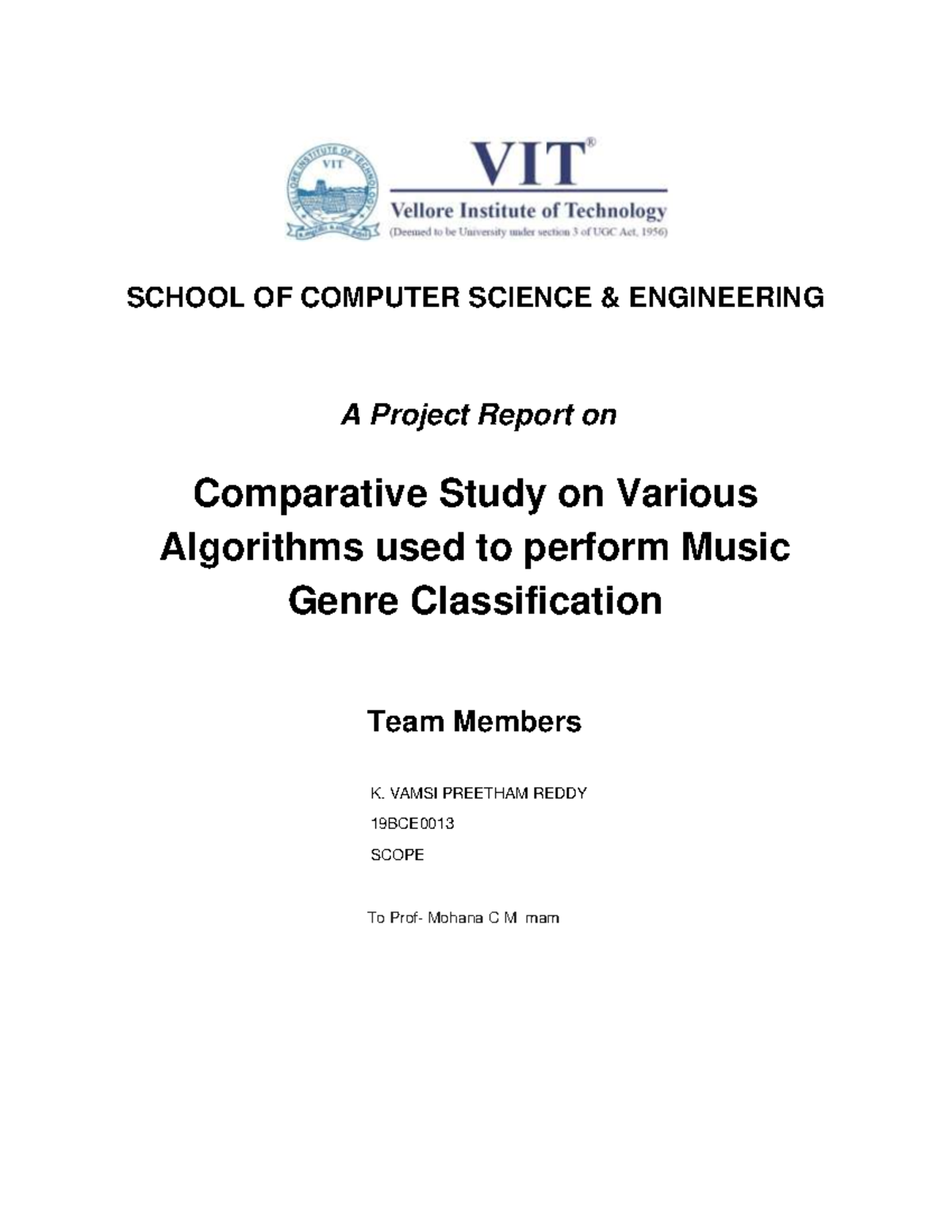 Ai review - SCHOOL OF COMPUTER SCIENCE ENGINEERING A Project Report on ...