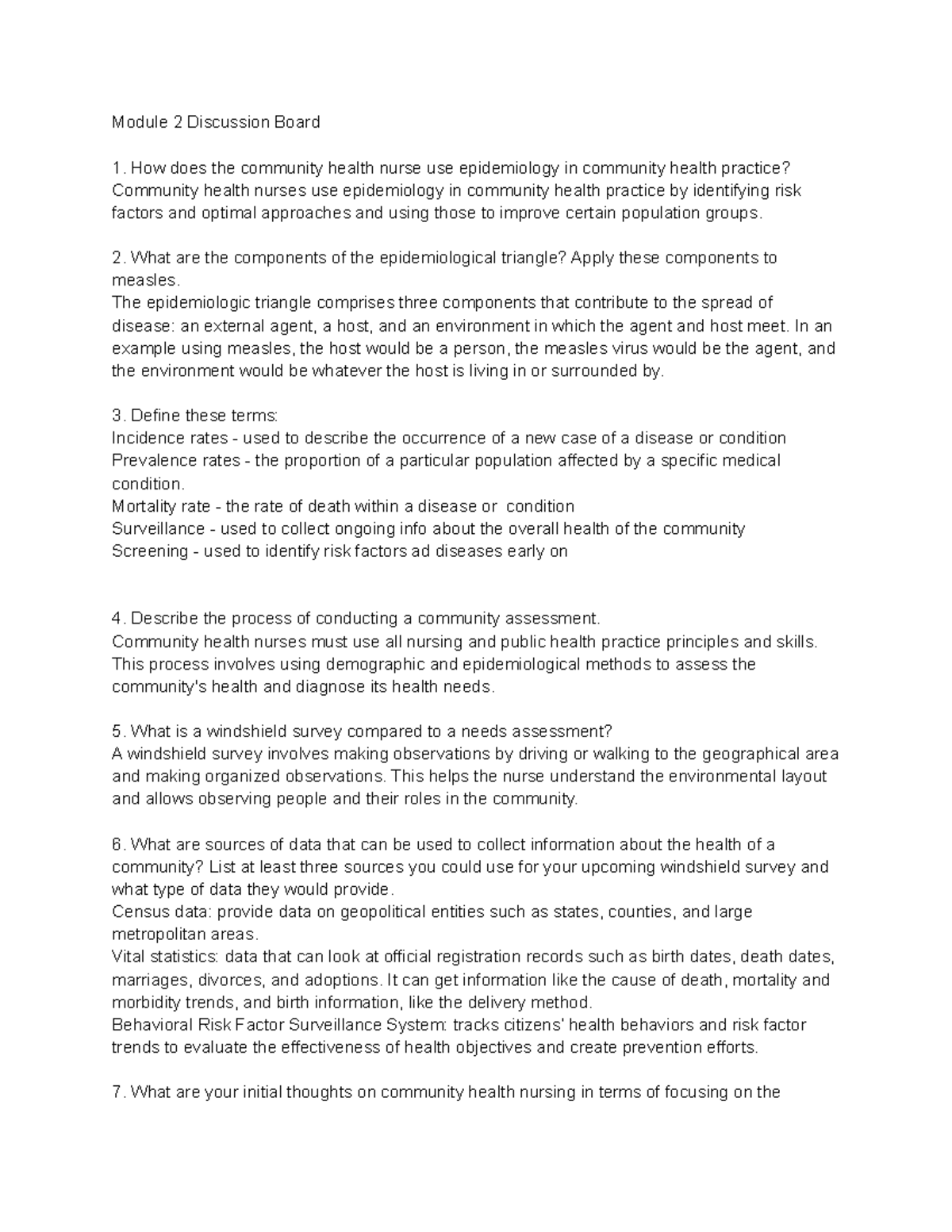 NUR 4360 Module 2 Discussion - Module 2 Discussion Board How does the ...