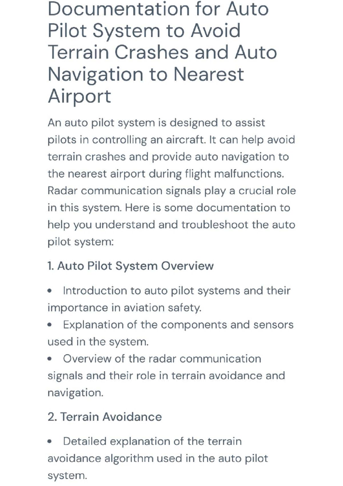 Autopilot navigation system - Aeronautical Engineering - Studocu