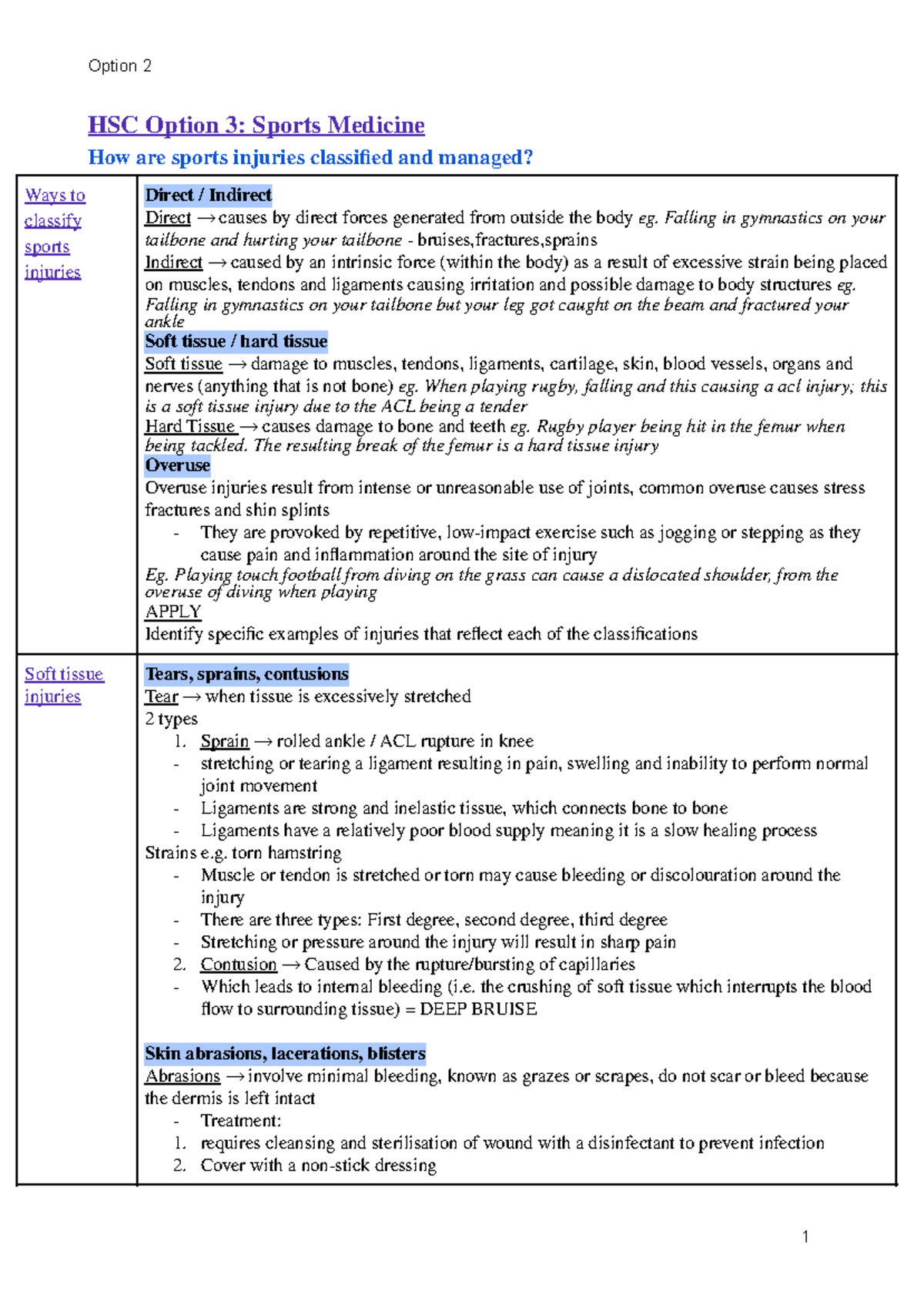 Option 3 - Pdhpe - HSC Option 3: Sports Medicine How are sports ...