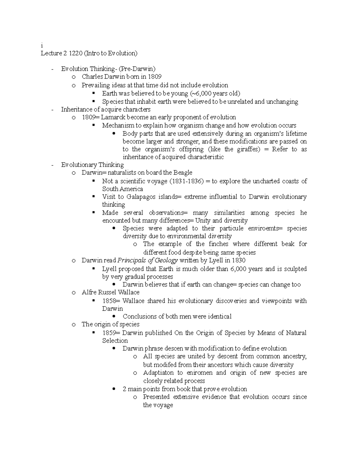 Lecture 2 1220 - i Lecture 2 1220 (Intro to Evolution) Evolution ...