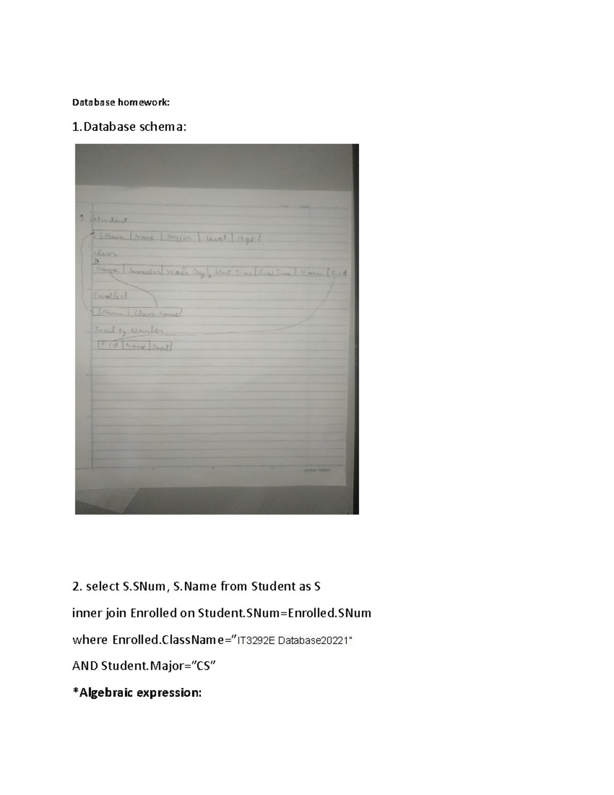 Db-1 - Database Lab CourseWork - Database homework: 1 schema: 2. select ... Db-1 - Database Lab CourseWork - Database homework: 1 schema: 2. select ...
