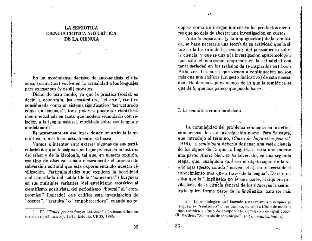 Kristeva Semiotica I - ####### LA SEMIOTICA ####### CIENCIA CRITICAY ...