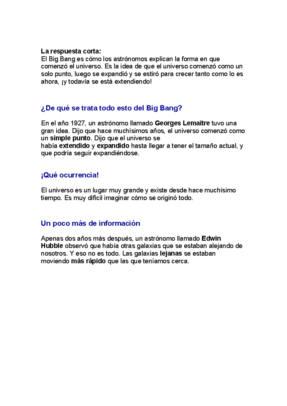 Qué Es El Big Bang ¿qué Es El Big Bang La Respuesta Corta El Big 9605