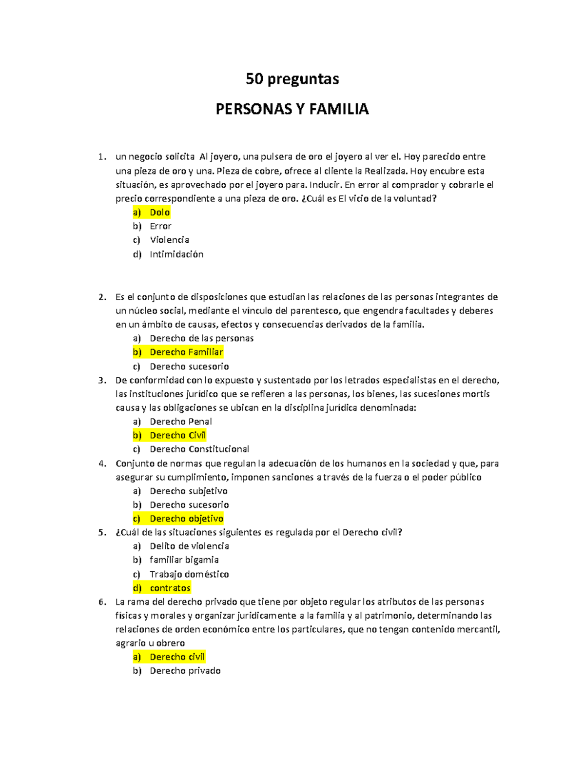 50 preguntas Personas Y Familias - 50 preguntas PERSONAS Y FAMILIA un ...