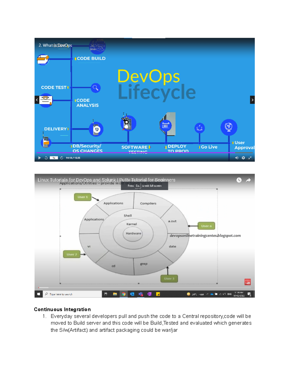 Devops notes - Continuous Integration 1. Everyday several developers ...