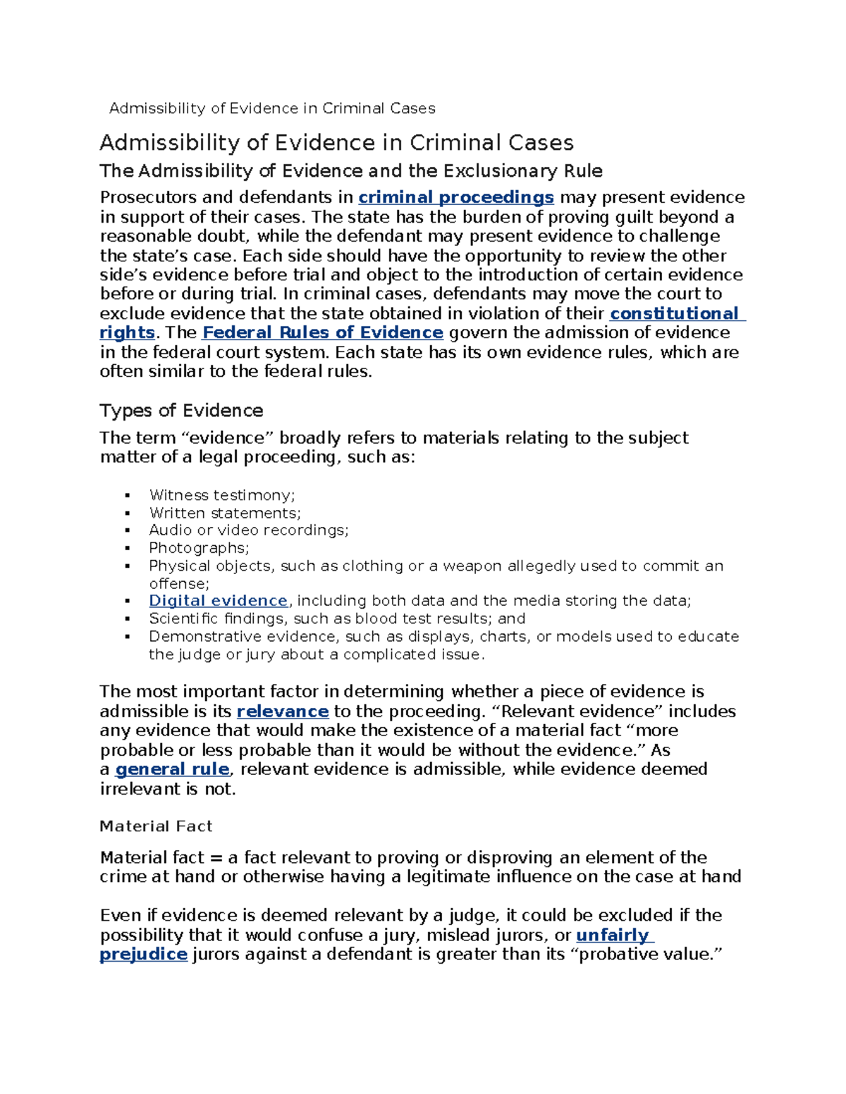 Admissibility - The state has the burden of proving guilt beyond a ...