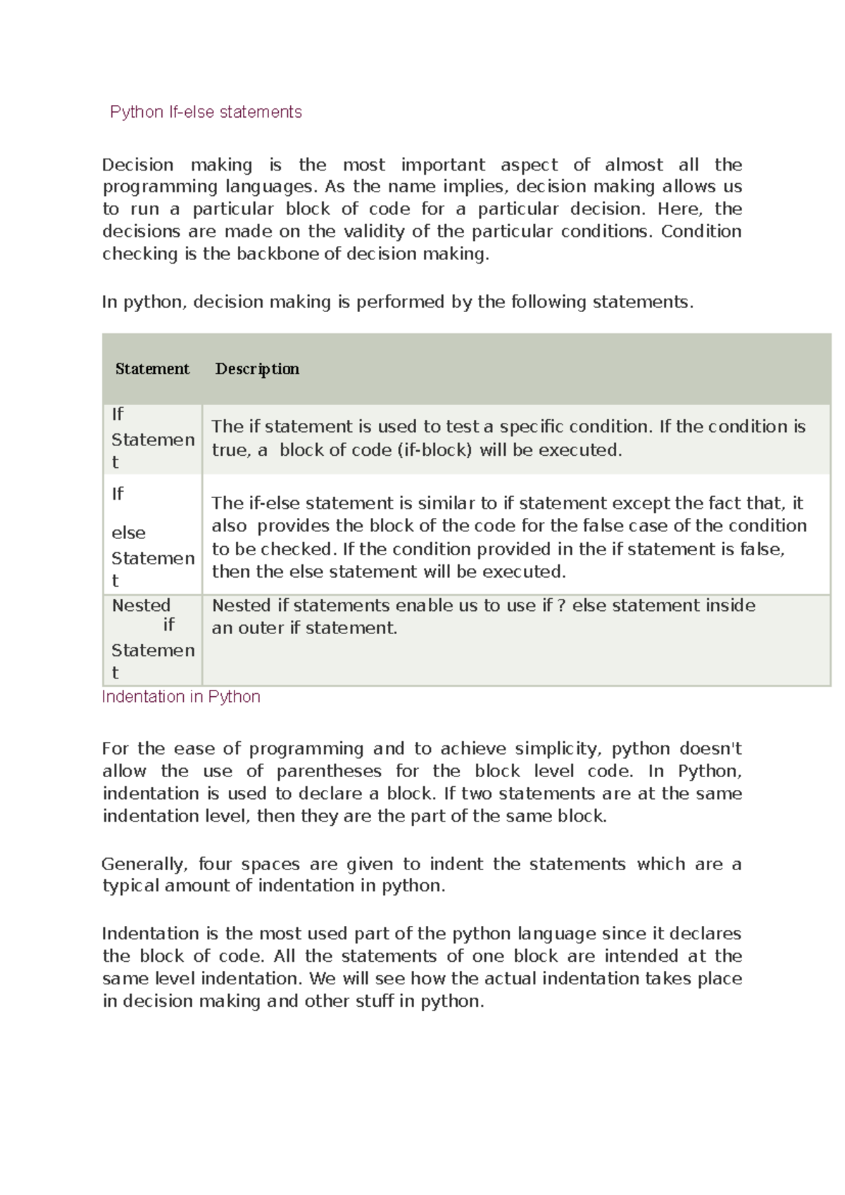 Python (2) - Python If-else statements Decision making is the most ...