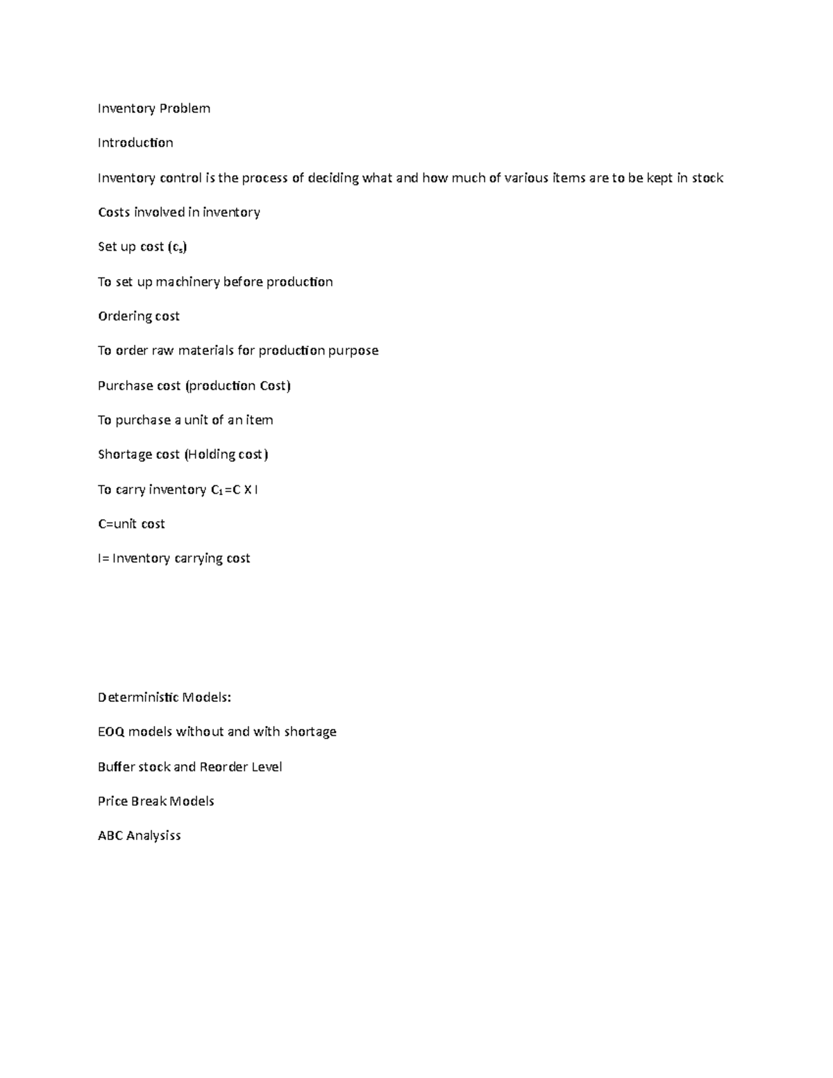 Unit-III - Short formula to work problems in inventory models ...