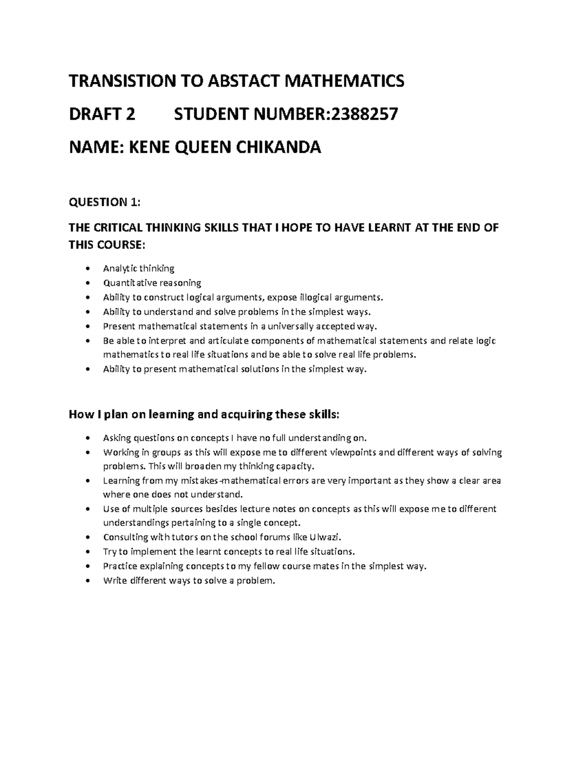 TRANSITION TO ABSTRACT MATHEMATICS 2021 ESSAY - TRANSISTION TO ABSTACT ...