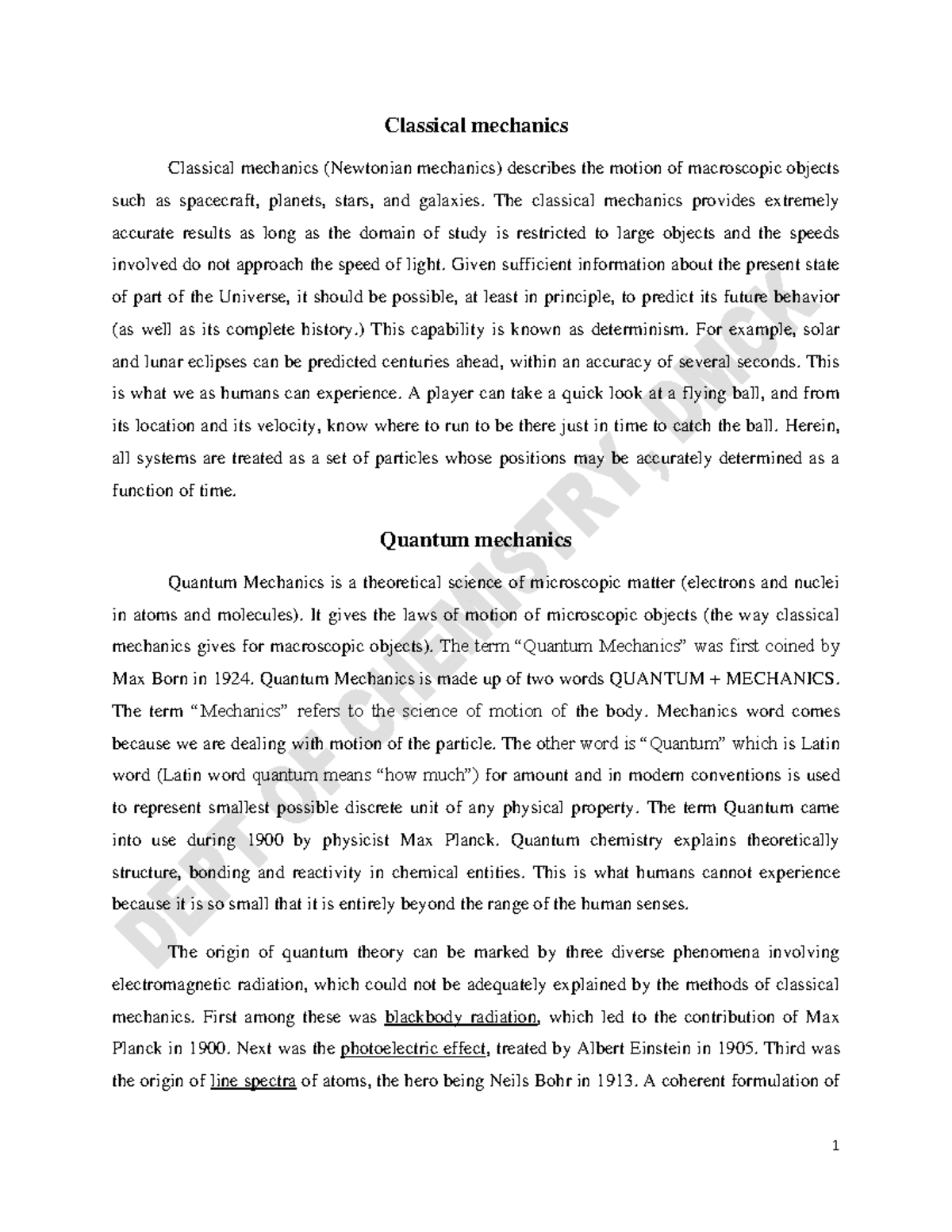 Atomic Structure - Part 10 - Notes - Classical mechanics Classical ...