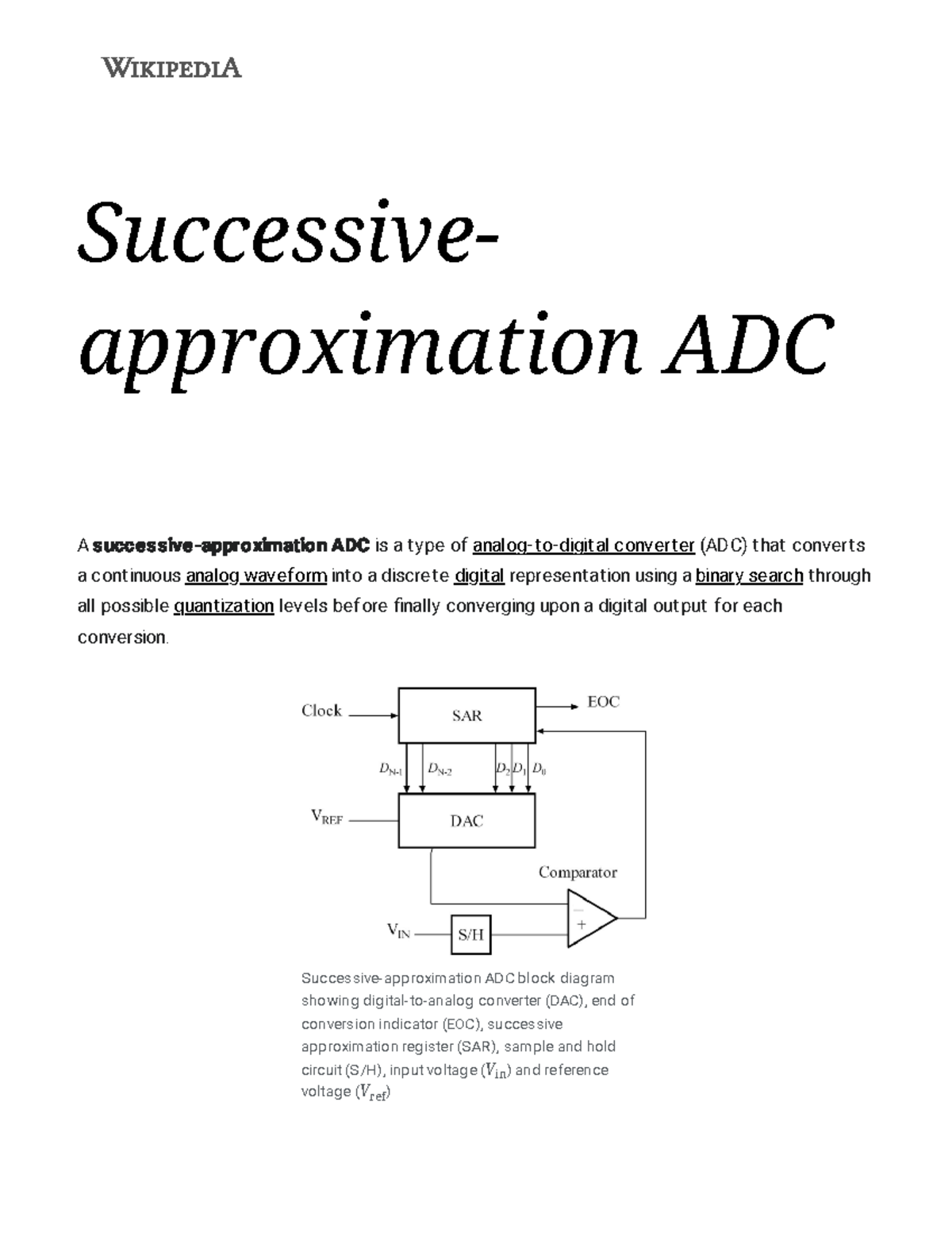 Successive-approximation ADC - Wikipedia - Successive- approximation ADC Aa cont inuous - Studocu