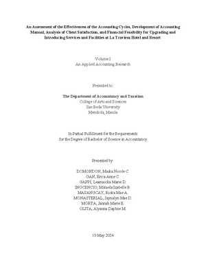 Manacc 3 Reviewer for Midterm Exam - 1 Department of Accountancy and Taxation COLLEGE OF ARTS ...