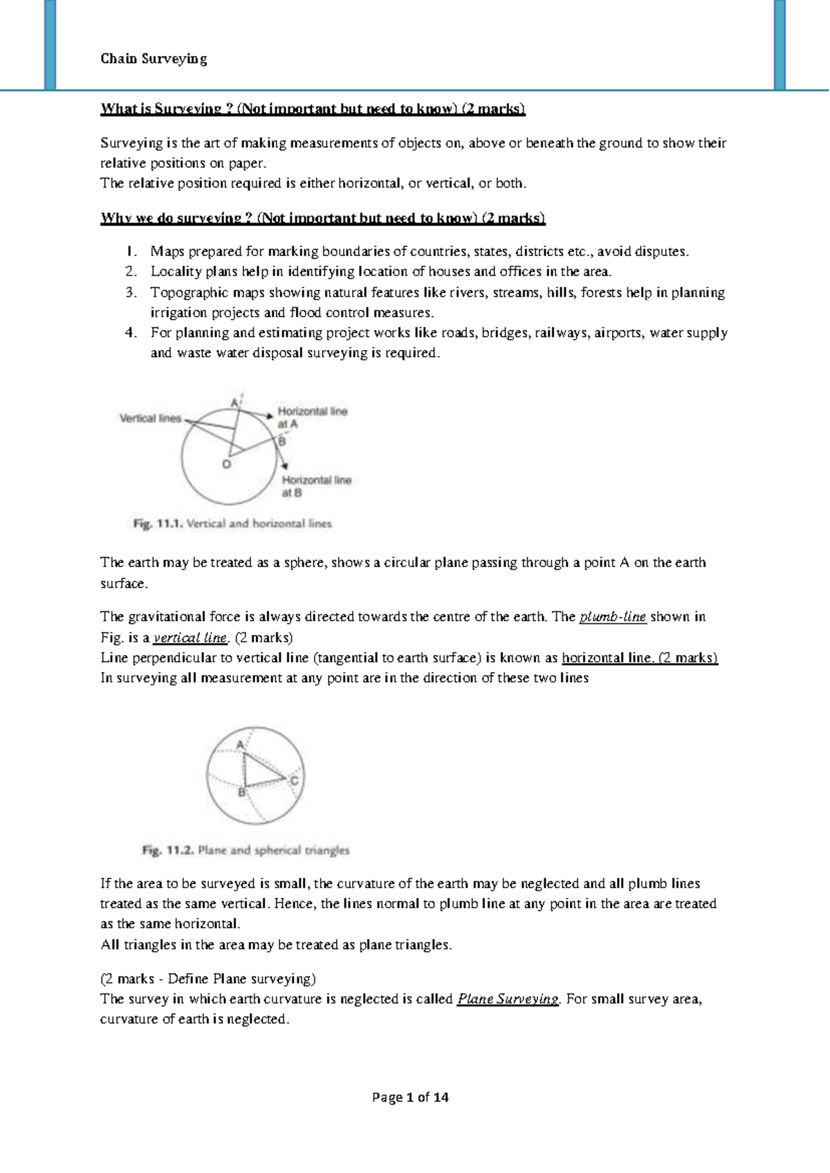 Chain survey - Chain Surveying What is Surveying? (Not important but ...