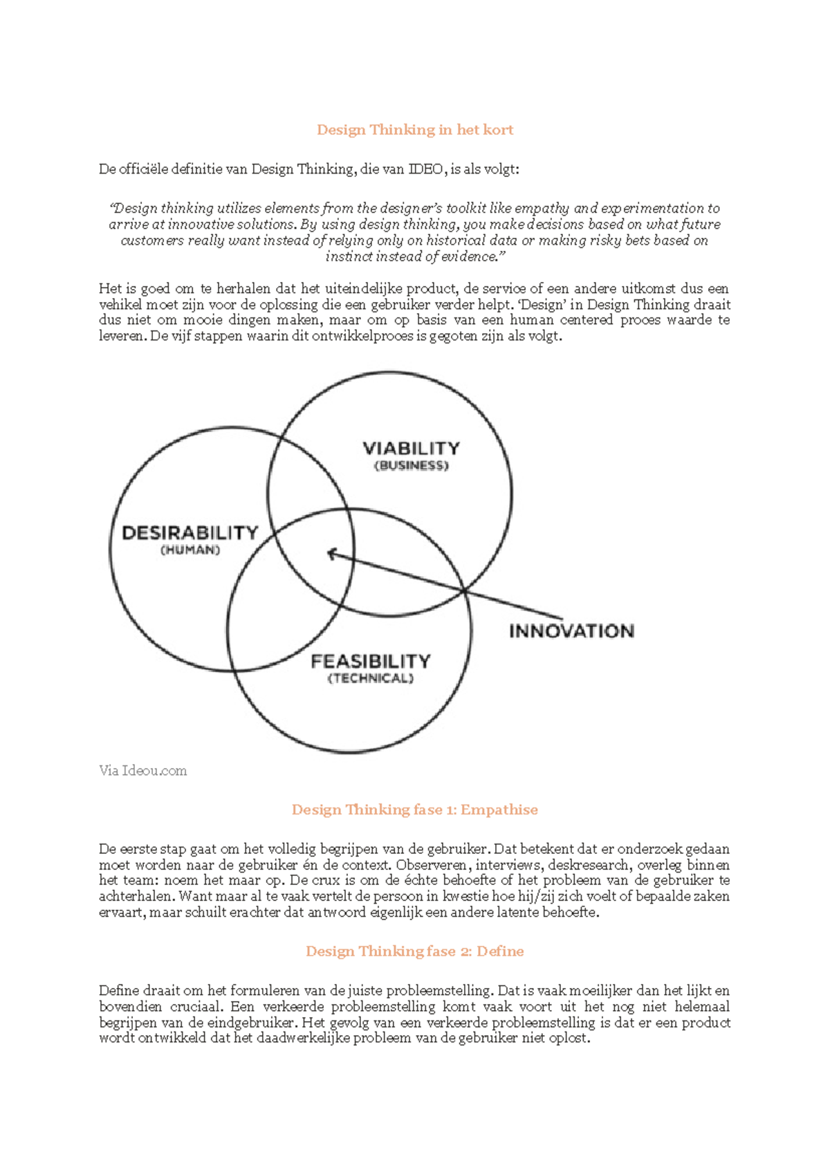 Design Based Thinking - uitleg - Design Thinking in het kort De ...