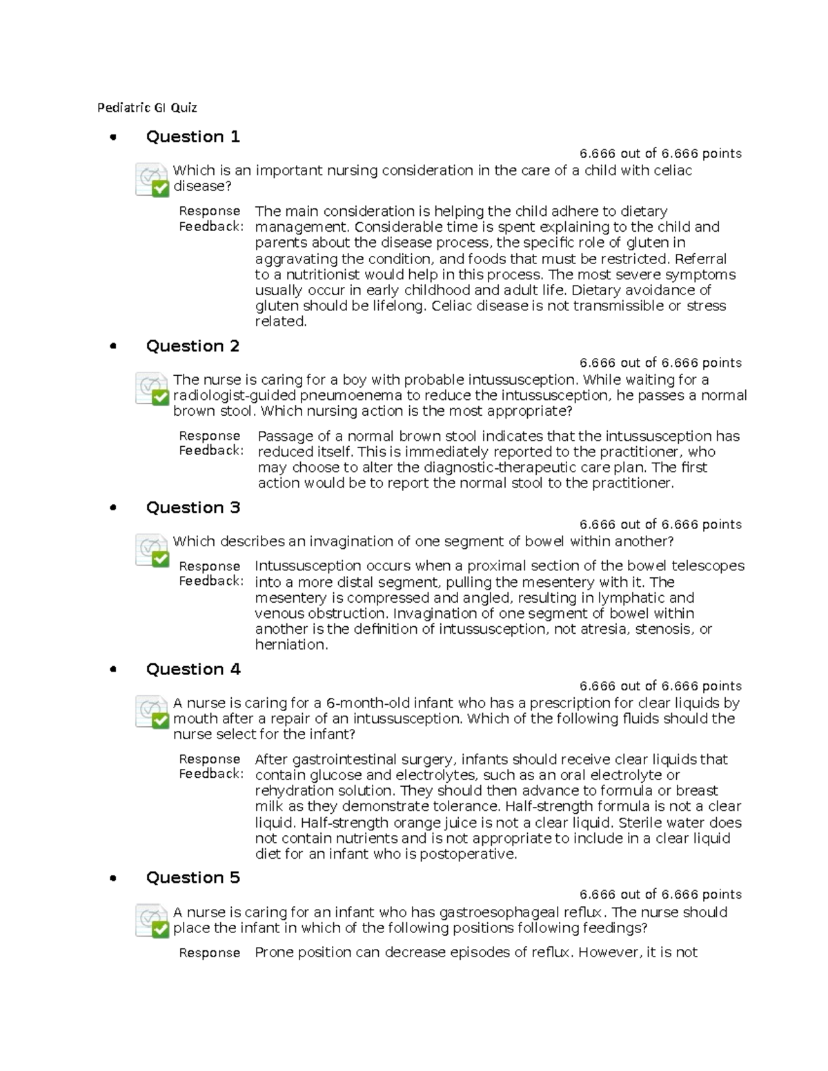 GI questions optional assignments - Pediatric GI Quiz Question 1 6 out ...