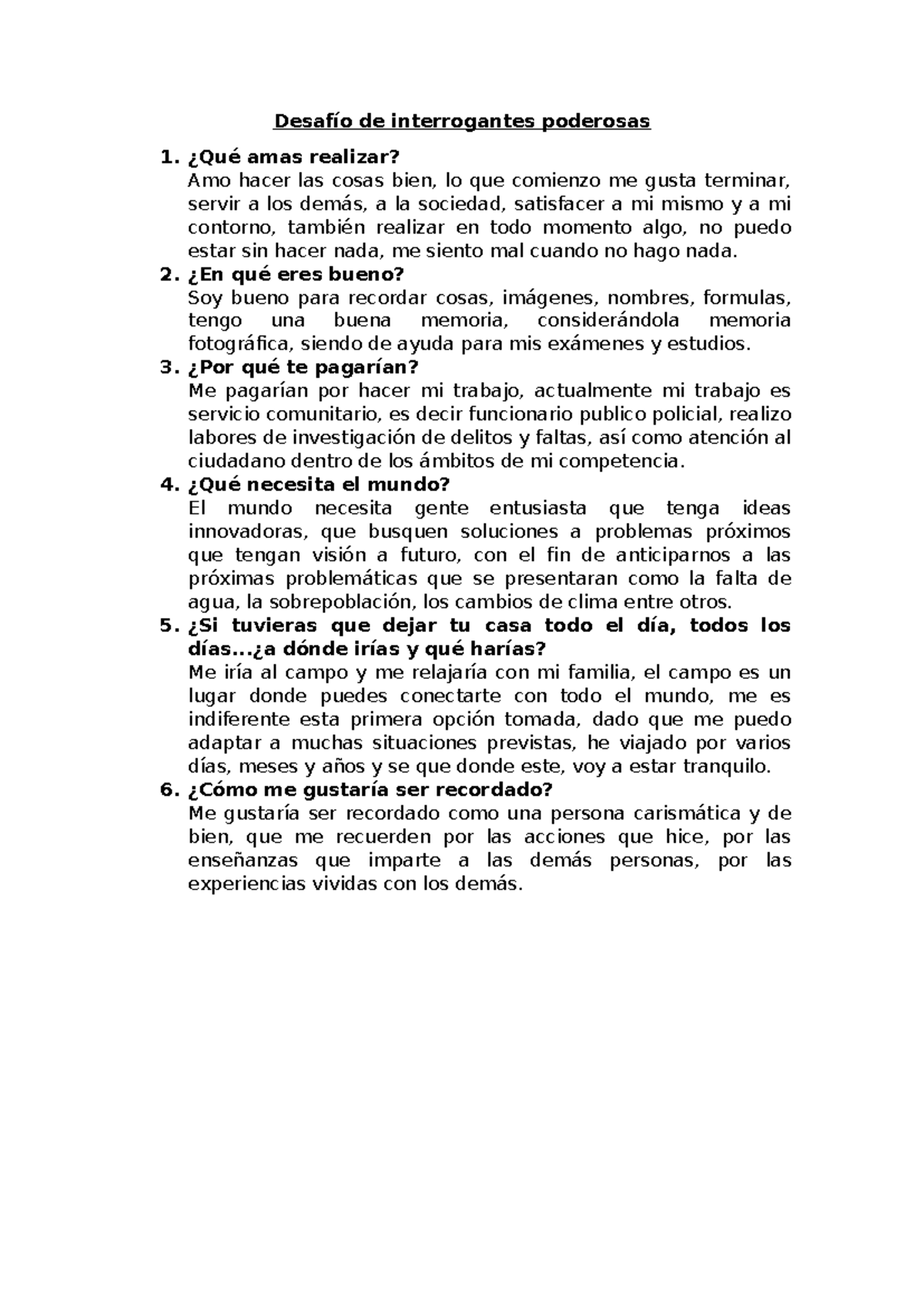 Desafío de interrogantes poderosas - Desafío de interrogantes poderosas ...
