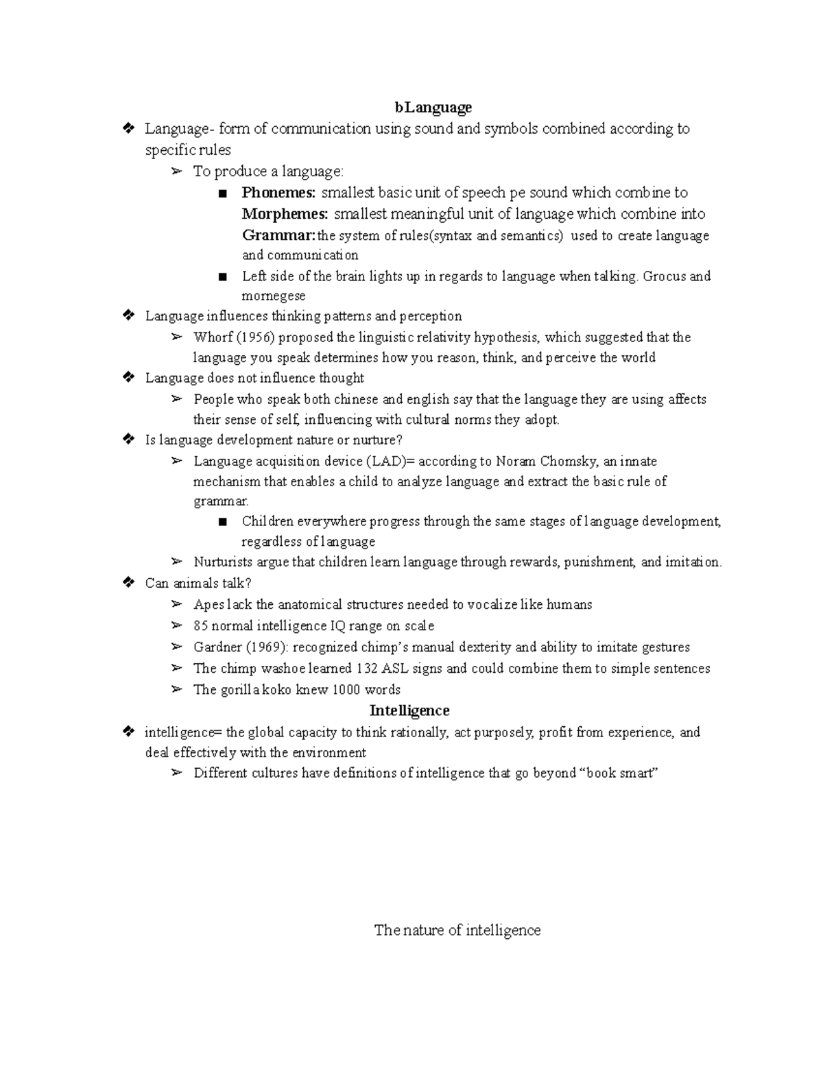 Psych chapter 8 Notes - bLanguage Language- form of communication using ...