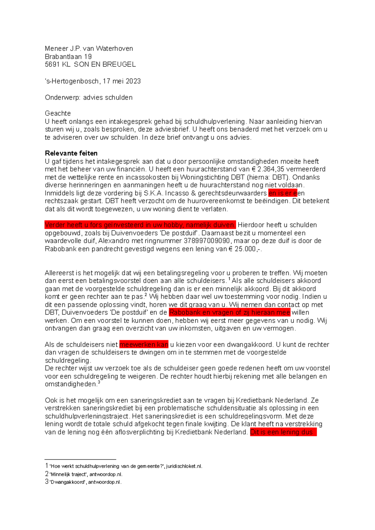 Adviesbrief meneer Van Waterhoven[ 25] - Meneer J. van Waterhoven ...