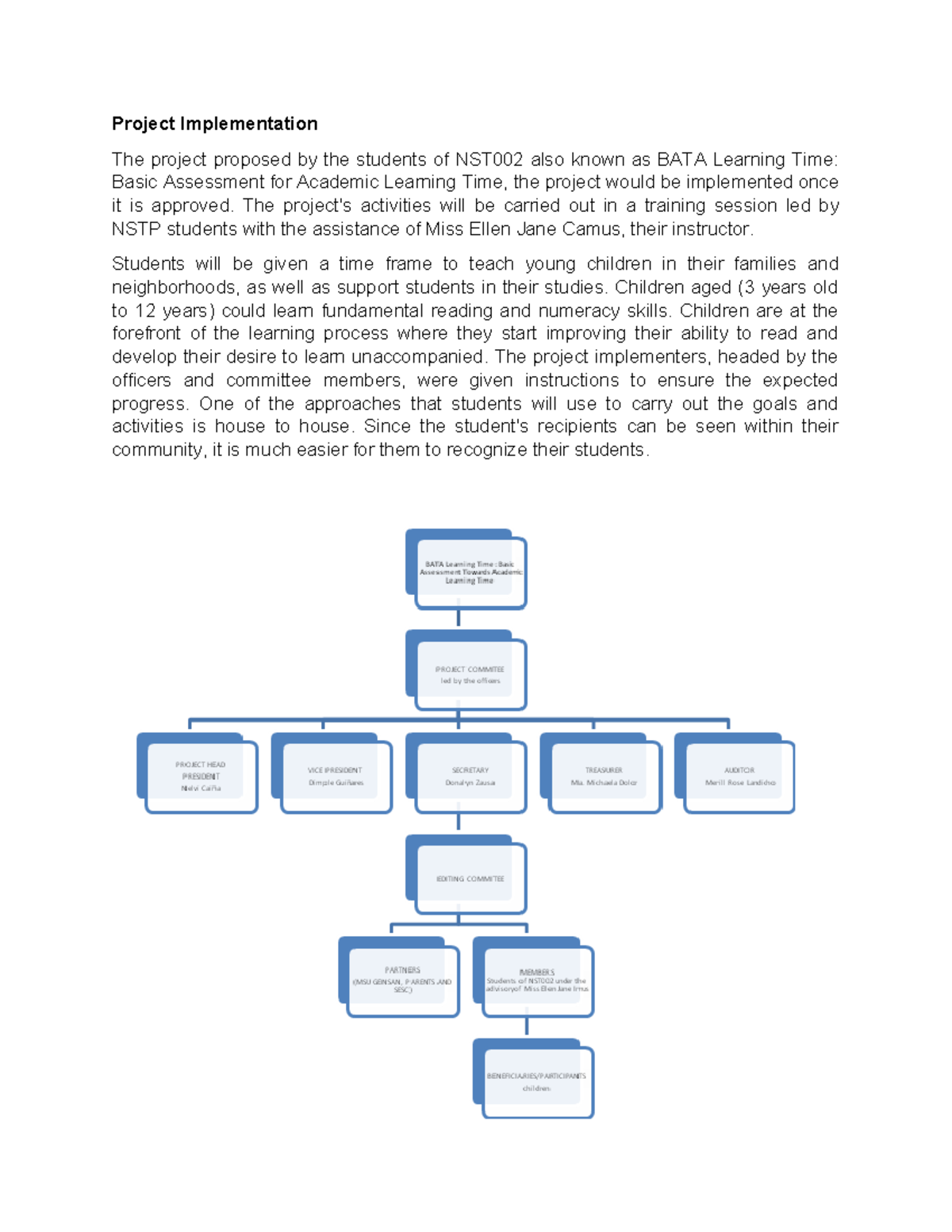 Project Implementation - The project's activities will be carried out ...