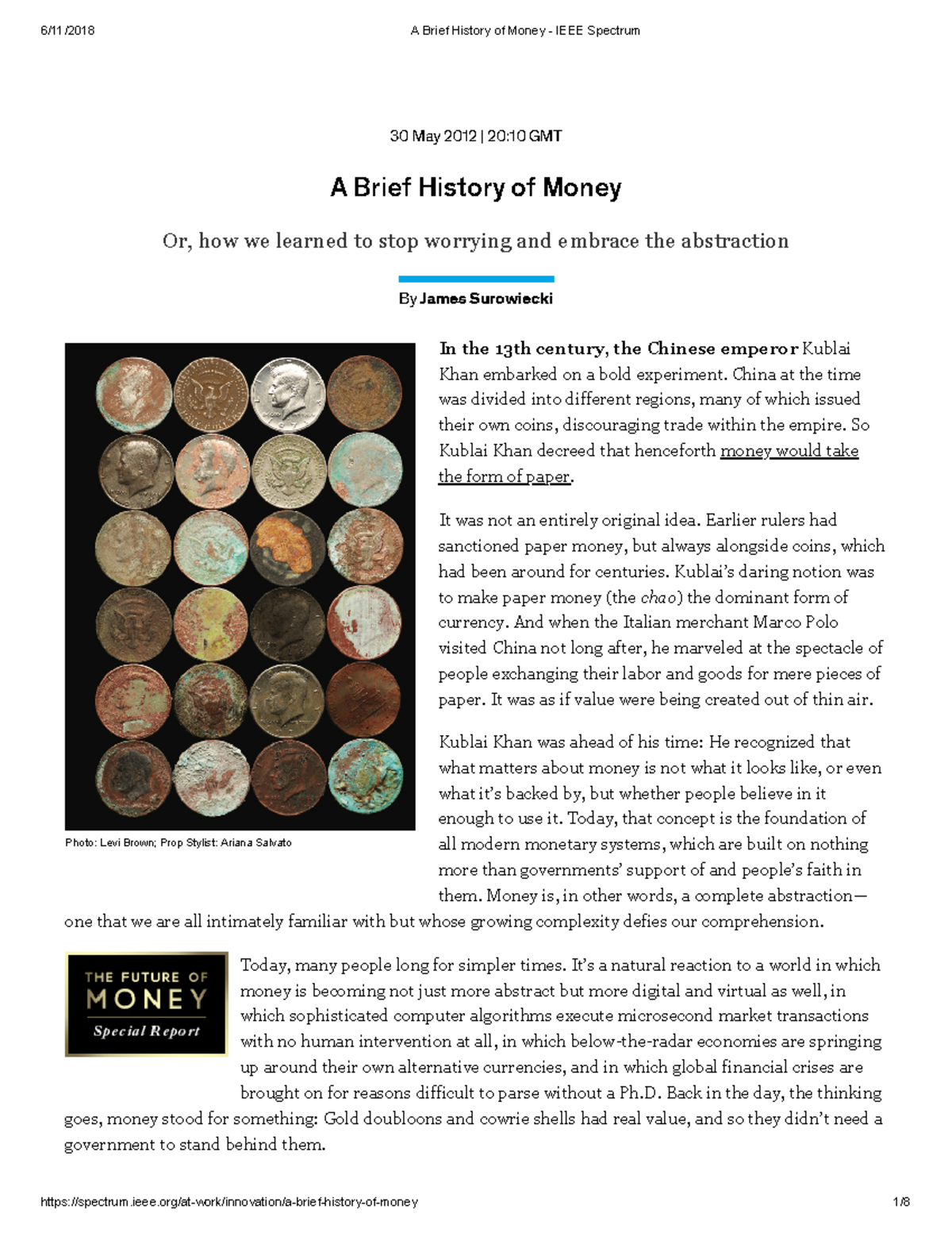 A Brief History of Money - IEEE Spectrum - 6/11/2018 A Brief History of ...