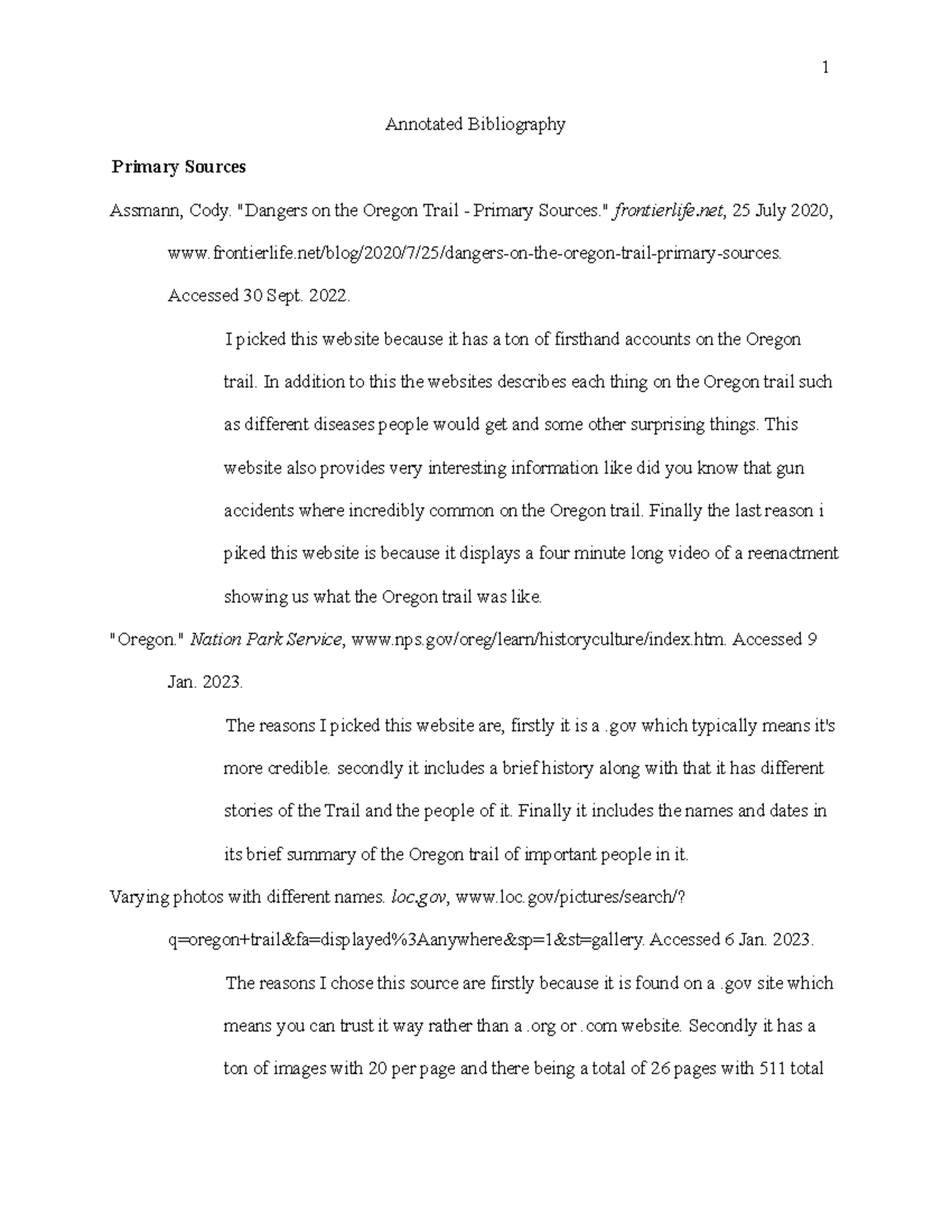 Docx 677612951673483606 - Annotated Bibliography Primary Sources ...