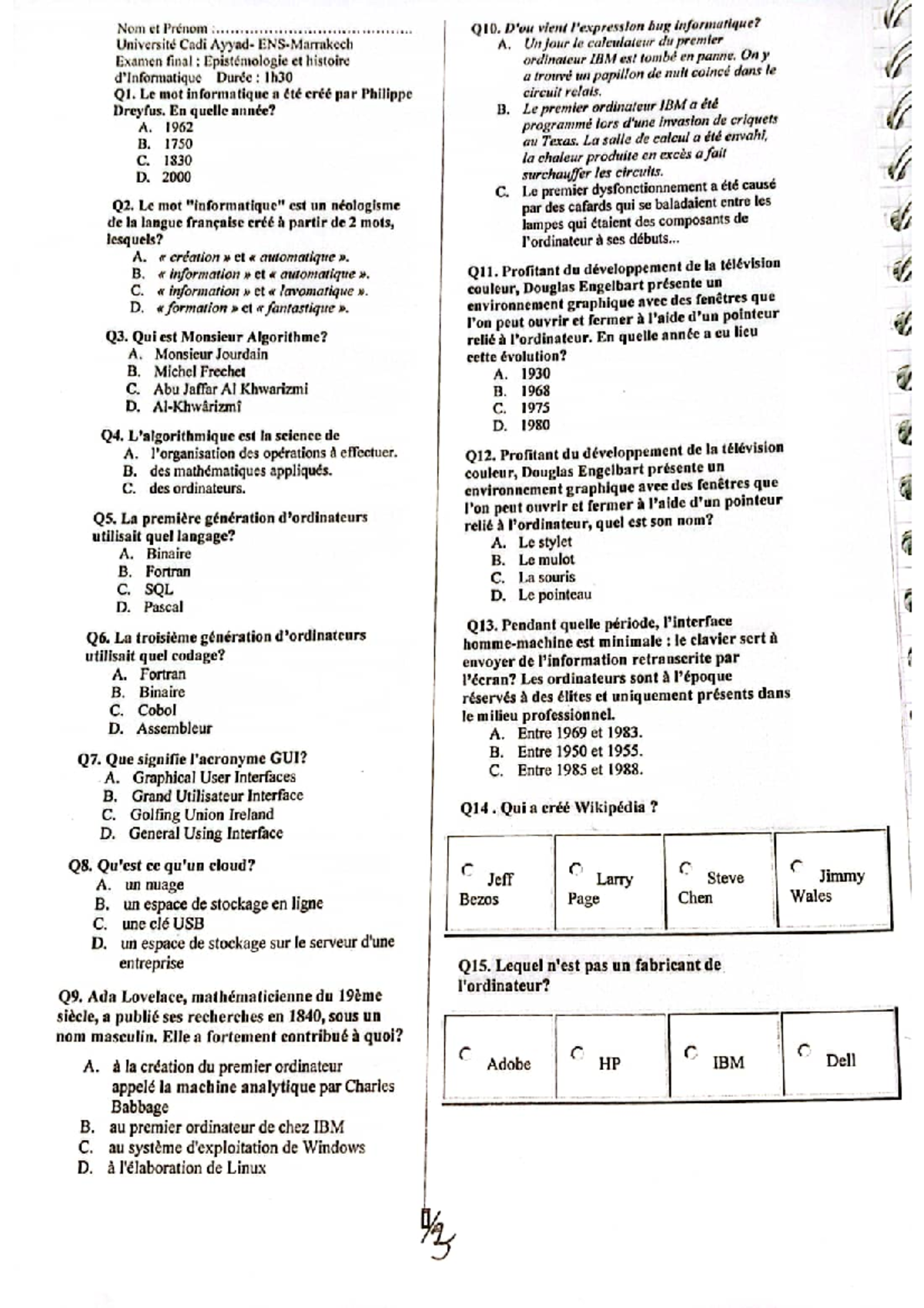 Qcm zahid - voila notre test - Méthodes D’Analyse Chromatographiques ...