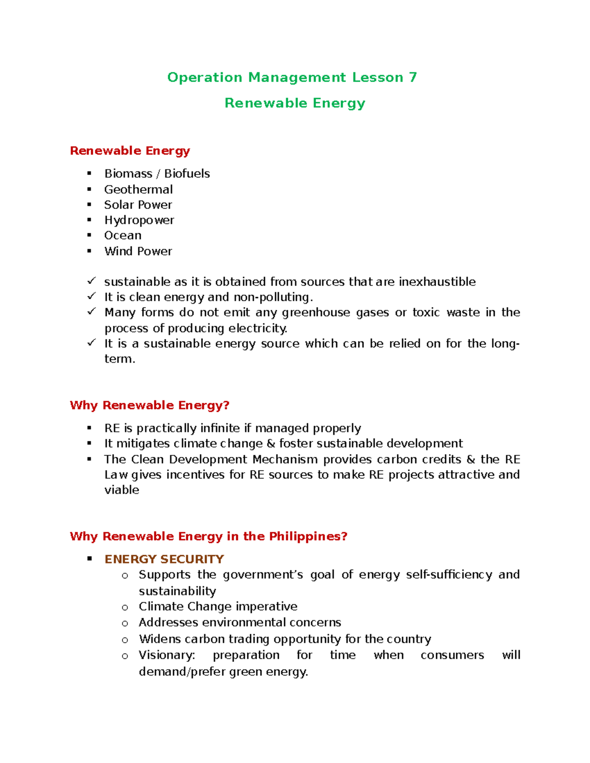 Operation Management Lesson 7 - Studocu