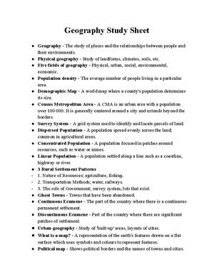 Canadian Geography - Grade: 9 - High School - Canada - Studocu