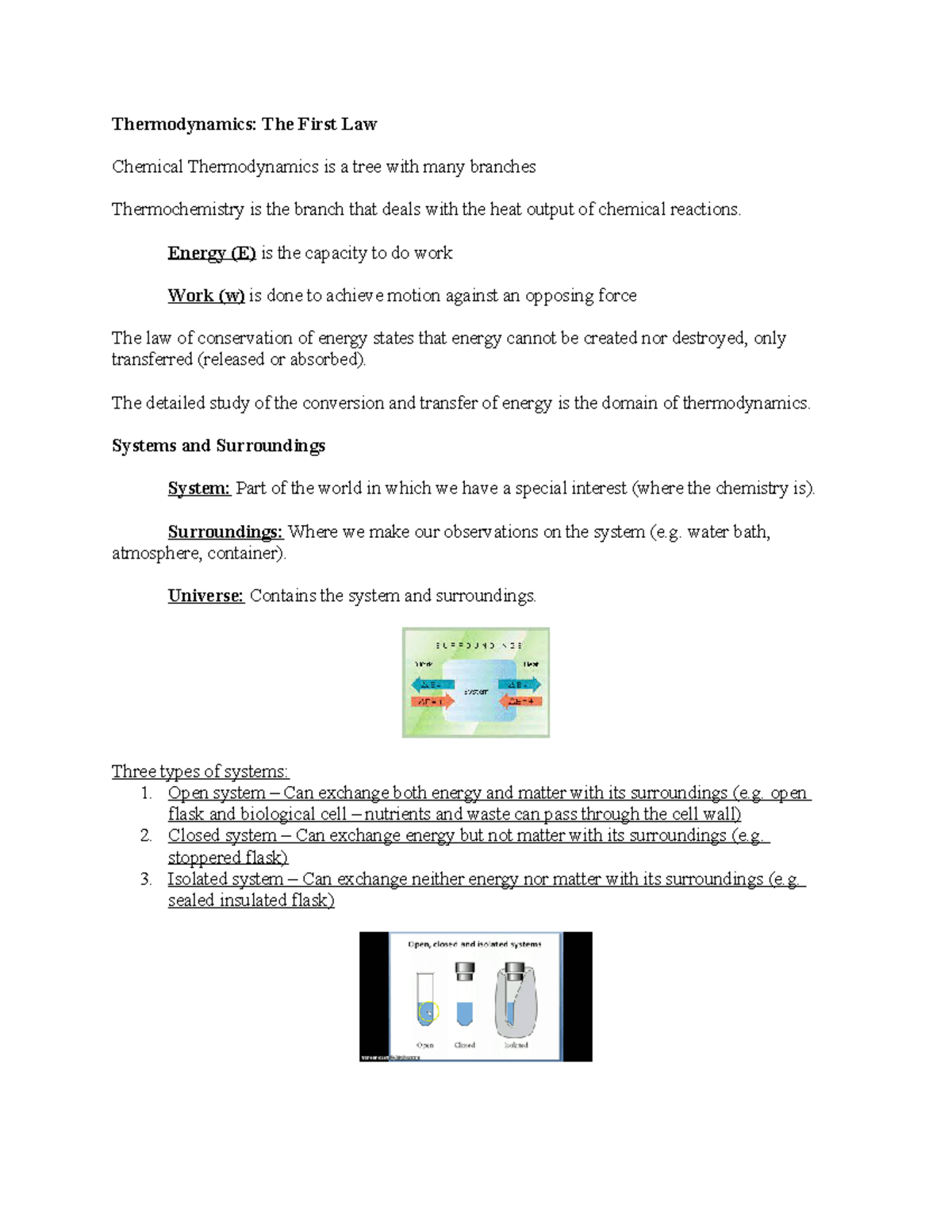 Thermodynamics-First Law - Thermodynamics: The First Law Chemical ...