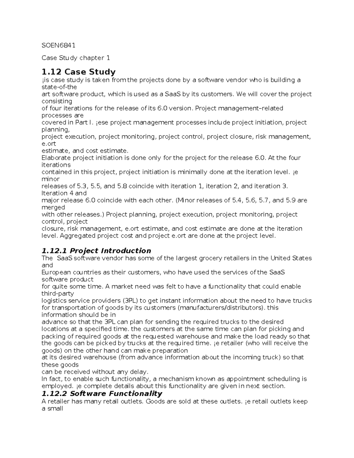 Case-Study-Chapter 1 - Notes - SOEN Case Study chapter 1 1 Case Study ...