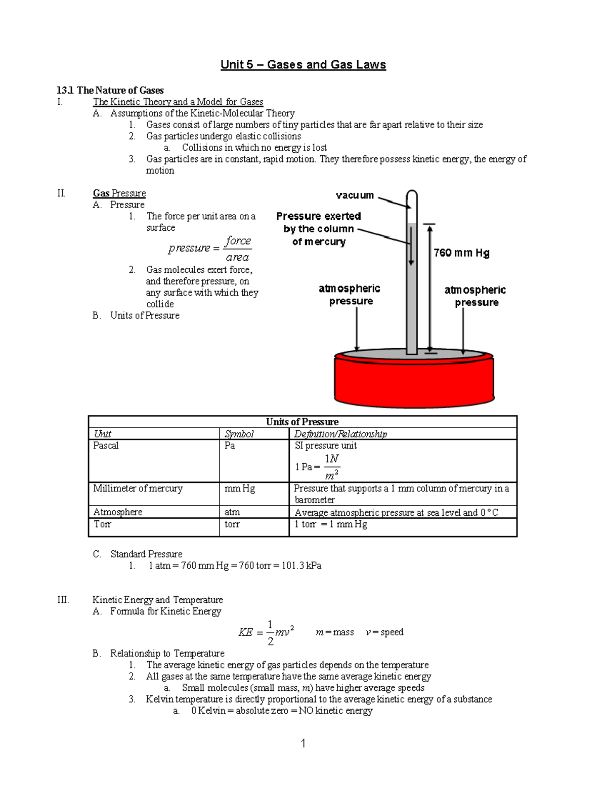 Gases and gas laws - Unit 5 – Gases and Gas Laws 13 The Nature of Gases ...