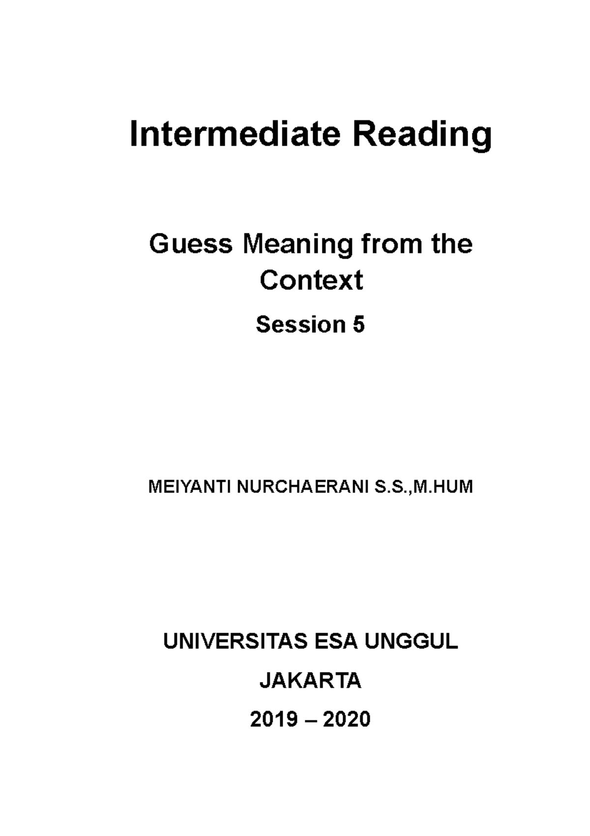 Guess Meaning Theory S6 - Intermediate Reading Guess Meaning from the ...