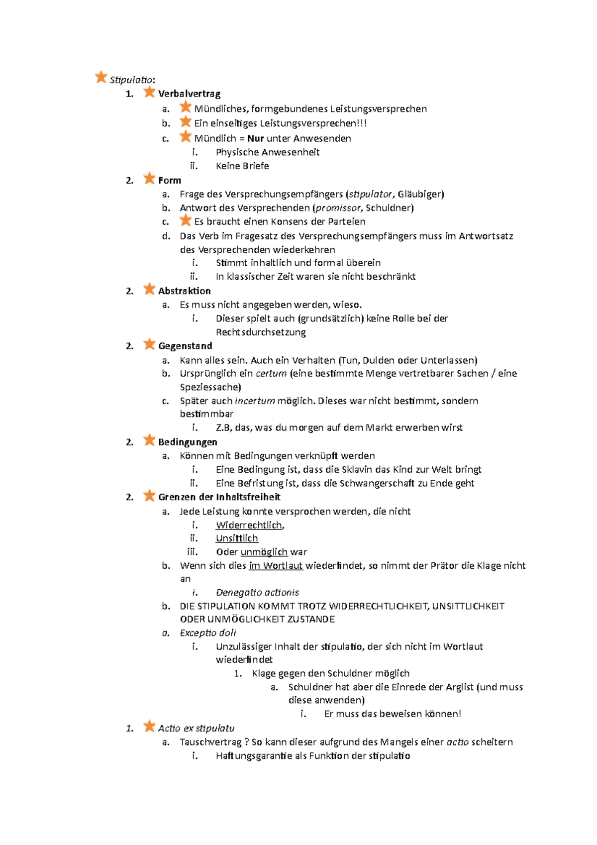 Stipulatio I (Römisches Recht) - Stipulatio : 1. Verbalvertrag a ...