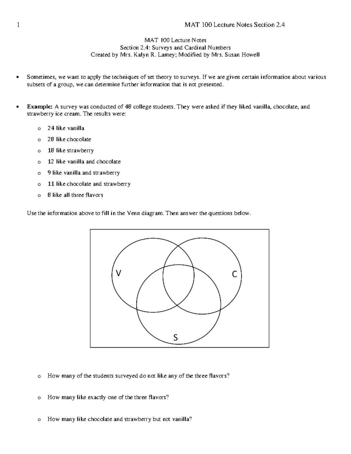 MAT 100 Lecture Notes 2 - 1 MAT 100 Lecture Notes Section 2 MAT 100 ...