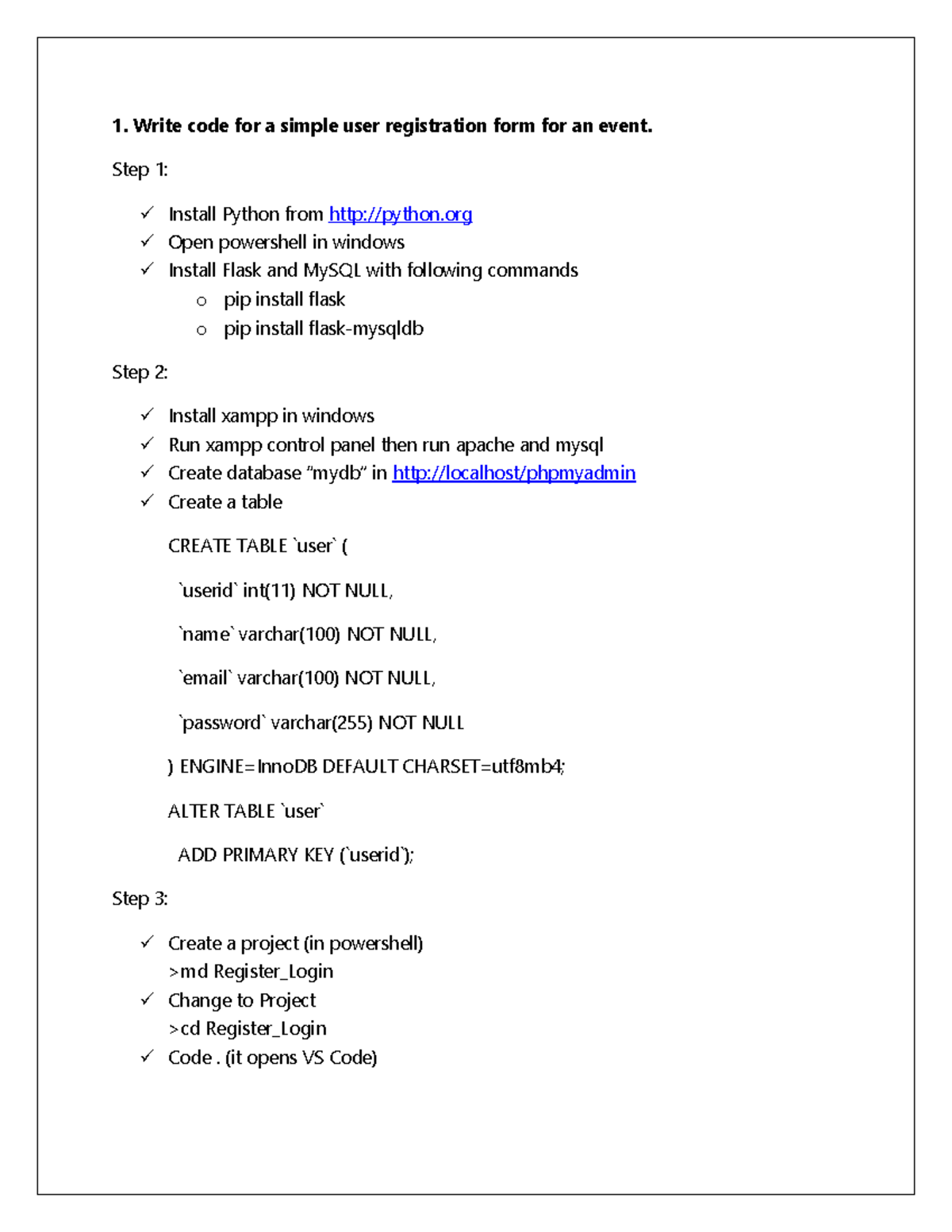 R18 Dev Ops Lab Manual Upto Exp3 (1) - Write code for a simple user registration form for an ...