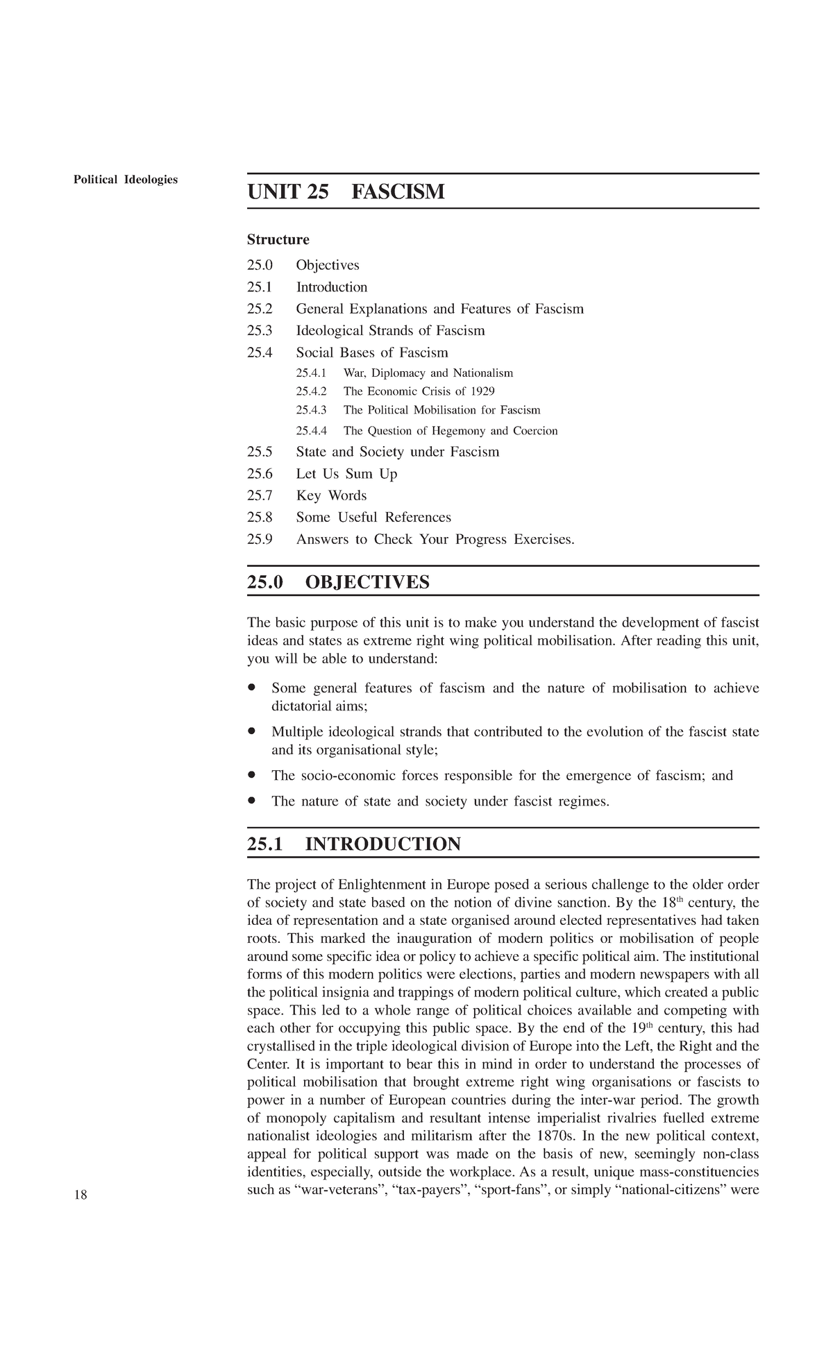 Fascism - pol sci - Political Ideologies UNIT 25 FASCISM Structure 25 ...
