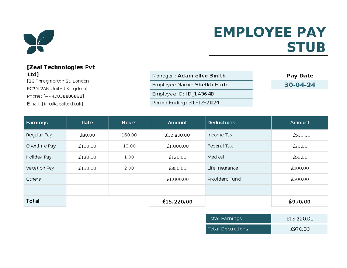 academic special; notes about laboratory - EMPLOYEE PAY STUB Manager ...