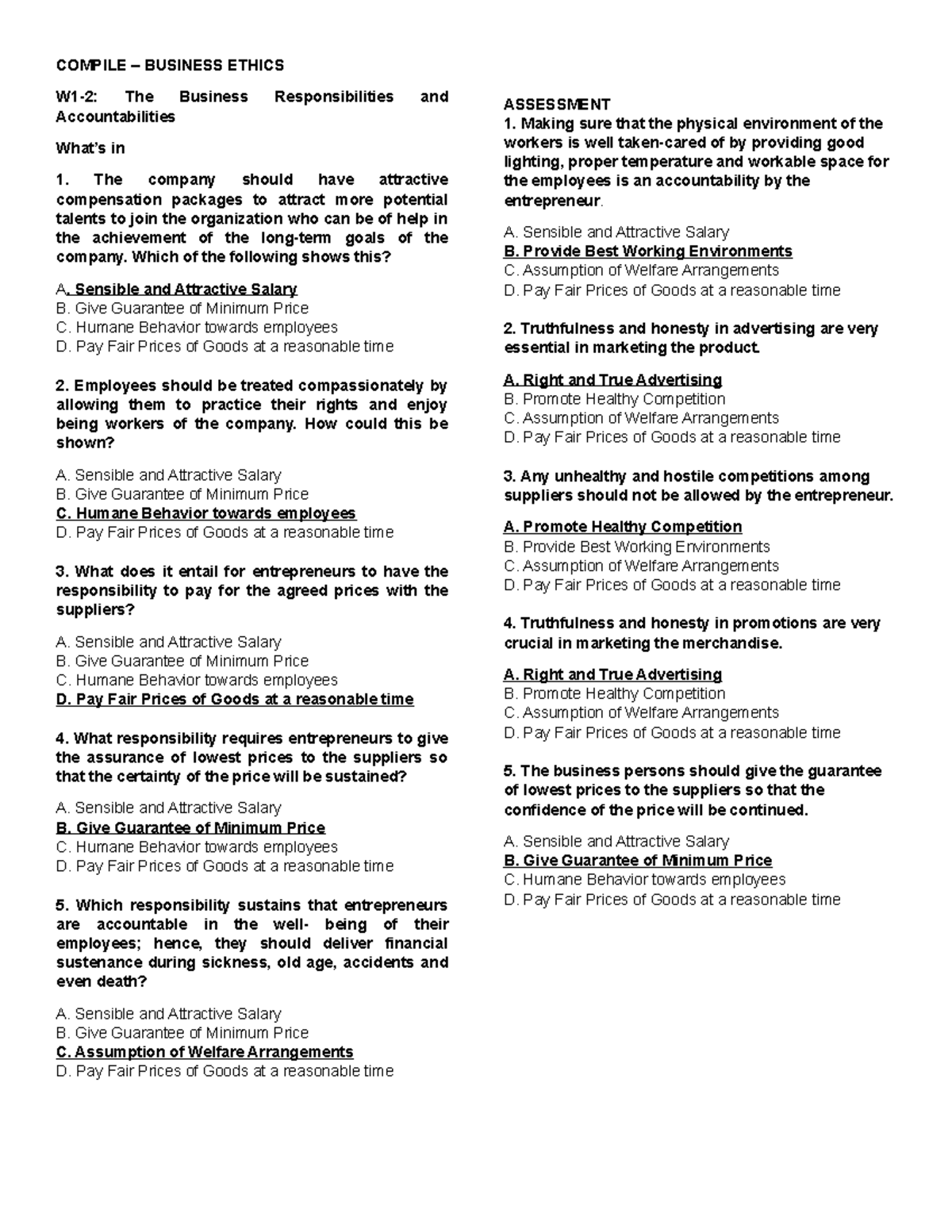 Compile-BEQ4 - CLASS NOTES - COMPILE – BUSINESS ETHICS W1-2: The ...