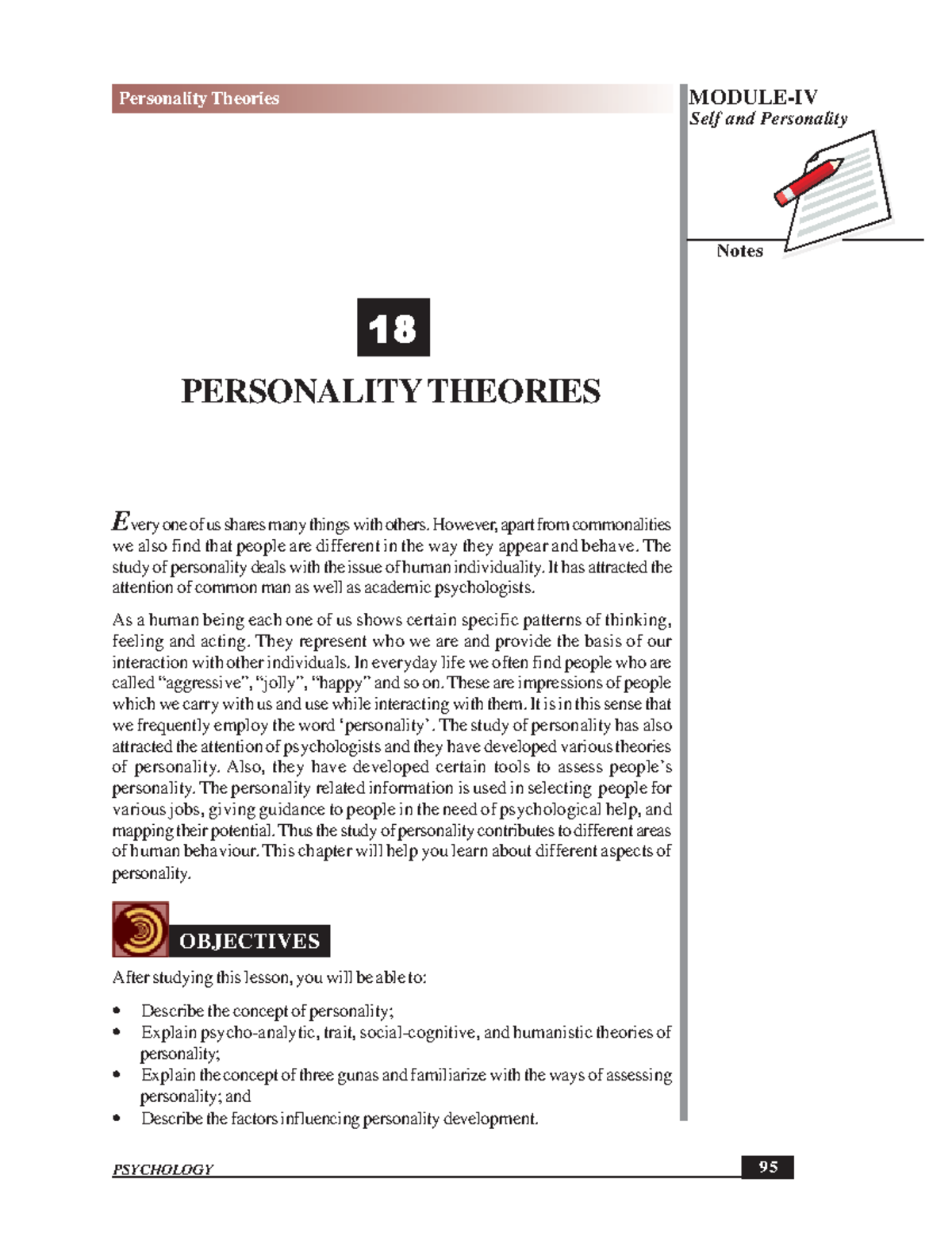 Personality Theories Lecture Notes Chapter 1 - Notes Self and ...