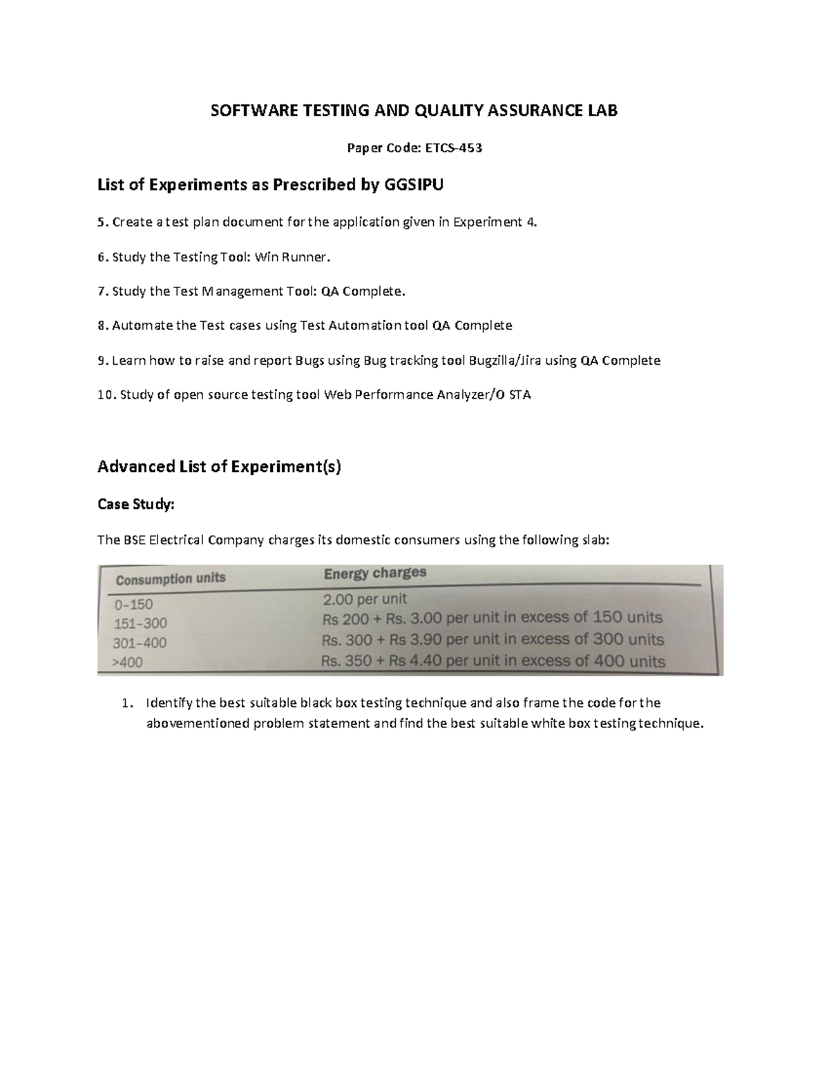 STQA experiment list(5-10 Advanced) - SOFTWARE TESTING AND QUALITY ...
